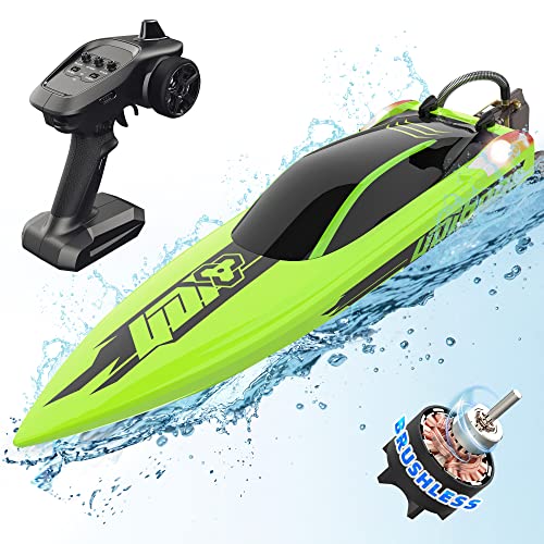 Cheerwing 22" Large RC Racing Boats, Brushless Remote Control Boat 40 Km/h with LED Lights High Speed for Adults and Kids