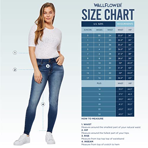 WallFlower Women's Luscious Curvy Denim Mid-Rise Bling Insta Stretch Juniors (Standard and Plus), White Belted Short, 13