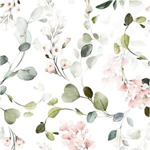 blooming wall dpy54 watercolor boho fresh green leaves textured peel and stick wallpaper self-adhesive prepasted wallpaper