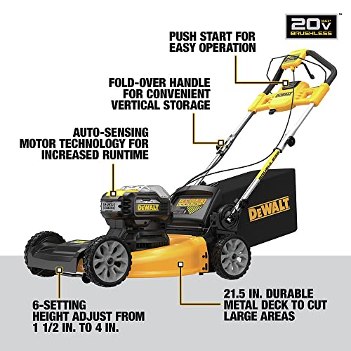 DEWALT 20V MAX* Lawn Mower, Cordless, 21.5in., FWD Self-Propelled, Brushless with Battery & Charger (DCMWSP244U2)