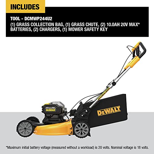 DEWALT 20V MAX* Lawn Mower, Cordless, 21.5in., FWD Self-Propelled, Brushless with Battery & Charger (DCMWSP244U2)