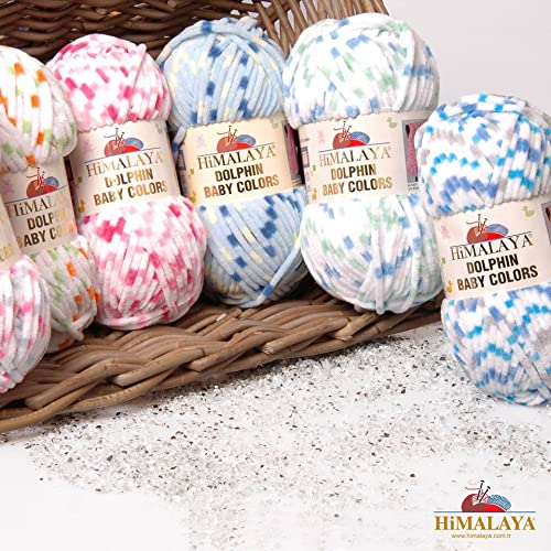 Himalaya Dolphin Baby Colors (5-Pack), 656 yds 5X100 Gram, Super Bulky Himalaya Yarn, Blanket Yarn, Velvet Yarn, Knitting Yarn, Amigurumi Yarn (80425)