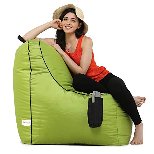 SATTVA All Weather Water Resistant Lounger Bean Bag for Adults - Big Bean Bag Covers Only (No Filling), Love Sack Bean Bag Oversized, Washable Ultra Soft Zipper, for Dorm & Family Room (Green)