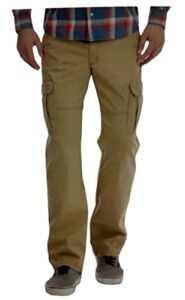 wrangler men's flex cargo pants relaxed fit elmwood khaki w/tech pocket (42x32)