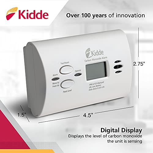 Kidde Carbon Monoxide Detector with Digital Display & LED Lights, CO Alarm & Smoke & Carbon Monoxide Detector, Battery Powered, Combination Smoke & CO Alarm, Voice Alert