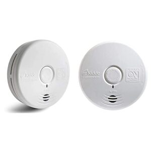 kidde kitchen smoke detector & carbon monoxide detector combo with long-life lithium battery and smoke detector, long-life lithium battery powered smoke alarm with hush button