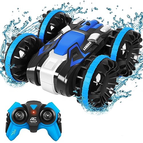 PECMPO Water and Land RC Car for Kids-2.4GHz Remote Control Boat Waterproof RC Monster Truck Stunt Car 4WD RC Vehicle-Toys Gift for 6-12 Year Old Boys Girls Teen