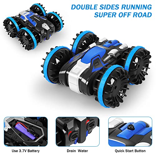 PECMPO Water and Land RC Car for Kids-2.4GHz Remote Control Boat Waterproof RC Monster Truck Stunt Car 4WD RC Vehicle-Toys Gift for 6-12 Year Old Boys Girls Teen