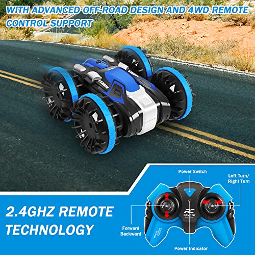 PECMPO Water and Land RC Car for Kids-2.4GHz Remote Control Boat Waterproof RC Monster Truck Stunt Car 4WD RC Vehicle-Toys Gift for 6-12 Year Old Boys Girls Teen