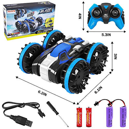 PECMPO Water and Land RC Car for Kids-2.4GHz Remote Control Boat Waterproof RC Monster Truck Stunt Car 4WD RC Vehicle-Toys Gift for 6-12 Year Old Boys Girls Teen