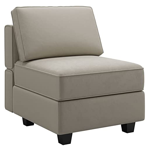 Belffin Modular Sofa Middle Module with Storage Accent Armless Chair for Modular Sectional Sofa Couch Velvet Grey