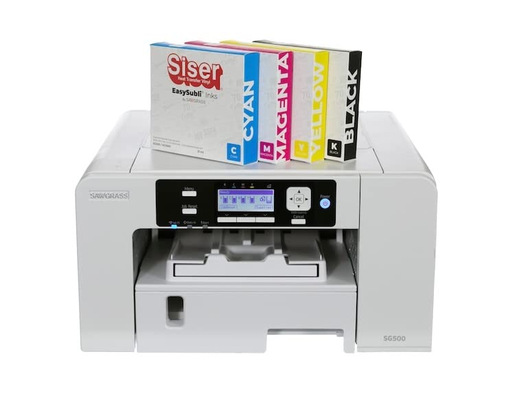 Sawgrass SG500 Sublimation Printer - Bundle with EASYSUBLI Inks, 220 Sheets Sublimax Paper, 3 Tapes, 10 Pieces Sublimation Blanks, Creative Studio Software (SG500 Easy Subli for Siser Users)