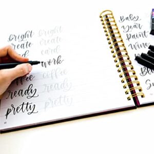 June & Lucy Brush Pens - Calligraphy Pens for Journaling with Black Pen Brush Ink 6 Piece Modern Hand Lettering and Modern Calligraphy Set for Beginners, Brush Pens & Markers with Felt Tip