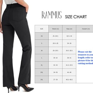 Rammus 28"/30"/32"/34" Women's Yoga Dress Pants Stretch Work Business Casual Slacks for Women Bootcut Office Trousers with 4 Pockets Black