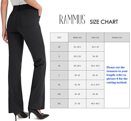 Rammus 28"/30"/32"/34" Women's Yoga Dress Pants Stretch Work Business Casual Slacks for Women Bootcut Office Trousers with 4 Pockets Black