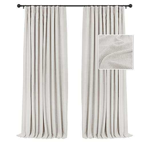 INOVADAY 100% Blackout Curtains 96 Inches Long, Thermal Insulated Linen Blackout Curtains for Bedroom 96 Length, Boho Farmhouse Curtains & Drapes for Living Room - Beige, W50 x L96, 2 Panels