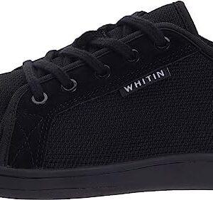 WHITIN Men's Extra Wide Width Fashion Barefoot Sneakers Zero Drop Sole W81 Size 11W Minimus Weightlifting Minimalist Tennis Shoes Walking All Black 44