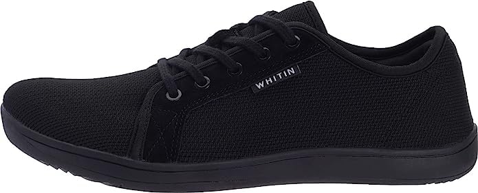 WHITIN Men's Extra Wide Width Fashion Barefoot Sneakers Zero Drop Sole W81 Size 11W Minimus Weightlifting Minimalist Tennis Shoes Walking All Black 44