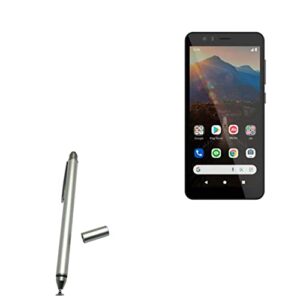 boxwave stylus pen compatible with jio phone next - dualtip capacitive stylus, fiber tip disc tip capacitive stylus pen for jio phone next - metallic silver