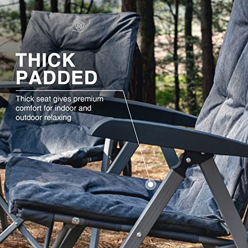 EVER ADVANCED Folding Camping Recliner Chair Fully Padded with Adjustable High Back Support Portable for Adults Patio Reclining Chair