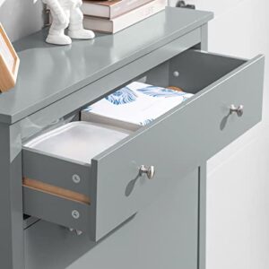 Haotian FSR89-HG, Grey Shoe Cabinet with 1 Slide Drawer & 2 Flip Drawers, Freestanding Shoe Rack, Shoe Organiazer