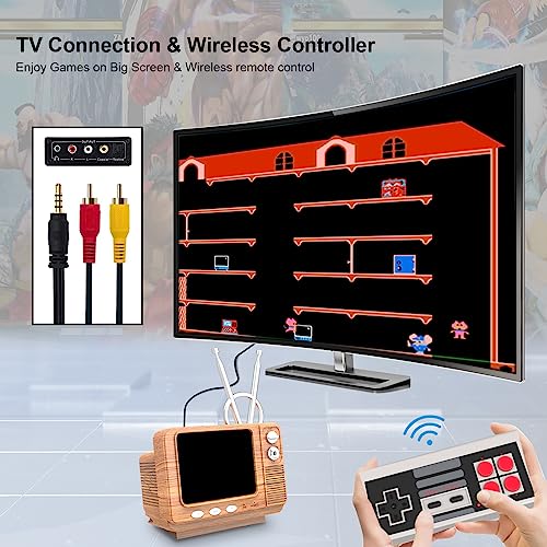 E-MODS GAMING Retro Games Console GV300S Mini TV Style 308 Video Games Player with Handheld Gamepad & AV Output - 3.0 Inch Screen Electronic Games Machine Xmas Gift for Kids Adults (Wood Grain)