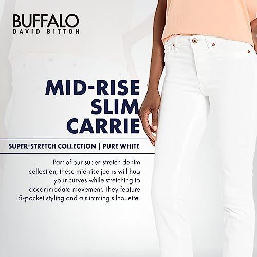 Buffalo David Bitton Women's Carrie Mid Rise Slim Jeans, Pure White, 27