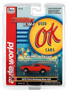 auto world thunderjet ok used cars 1970 ford mustang boss 429 (orange) ho scale slot car