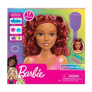 Barbie Small Styling Head, Brown Hair, 17-pieces, Pretend Play, Kids Toys for Ages 3 Up, Amazon Exclusive