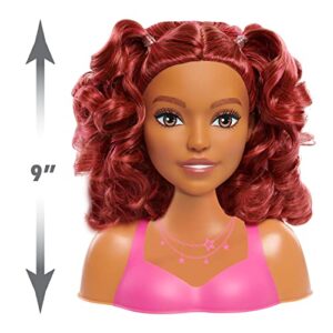 Barbie Small Styling Head, Brown Hair, 17-pieces, Pretend Play, Kids Toys for Ages 3 Up, Amazon Exclusive