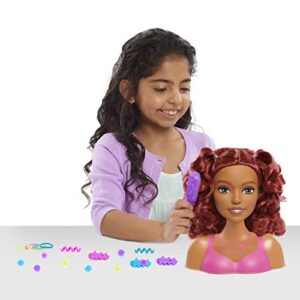 Barbie Small Styling Head, Brown Hair, 17-pieces, Pretend Play, Kids Toys for Ages 3 Up, Amazon Exclusive