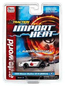 auto world xtraction import heat 1999 nissan skyline gtr (white/black) ho scale slot car