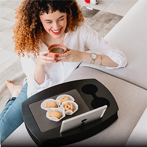 Couch Tray Table and Bed Tray Table for Breakfast in Bed and Food Tray. Coffee Table Tray and Cellphone Holder. Drawer Organizer. Portable Serving Tray. (Black)