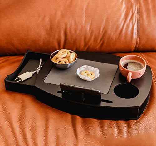 Couch Tray Table and Bed Tray Table for Breakfast in Bed and Food Tray. Coffee Table Tray and Cellphone Holder. Drawer Organizer. Portable Serving Tray. (Black)