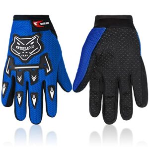 frienda kids motorcycle gloves power sports racing gloves riding dirty bike gloves winter bike cycling gloves for riding cycling hiking children outdoor sports (royal blue)