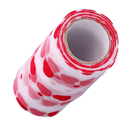 Heart Red Tulle Rolls, Tulle Ribbon Fabric Tulle Spool Packaging Ribbon Spool DIY Craft Accessories for Wedding Decoration Gift Wrapping, 6 Inch by 25 Yards