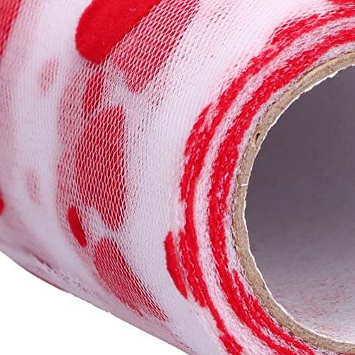 Heart Red Tulle Rolls, Tulle Ribbon Fabric Tulle Spool Packaging Ribbon Spool DIY Craft Accessories for Wedding Decoration Gift Wrapping, 6 Inch by 25 Yards