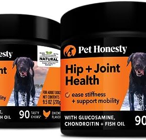 Pet Honesty Hip & Joint Health - Dog Joint Supplement Support for Dogs with Glucosamine Chondroitin, MSM, Turmeric - Glucosamine for Dogs Soft Chews - Advanced Pet Joint Support and Mobility - 2 Pack