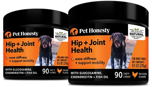 Pet Honesty Hip & Joint Health - Dog Joint Supplement Support for Dogs with Glucosamine Chondroitin, MSM, Turmeric - Glucosamine for Dogs Soft Chews - Advanced Pet Joint Support and Mobility - 2 Pack