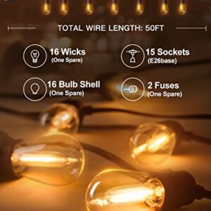 addlon 50FT LED Outdoor String Lights with Edison Shatterproof Bulbs, Weatherproof Strand, Commercial Grade Patio Lights, Decorative for Garden or Patio, Black