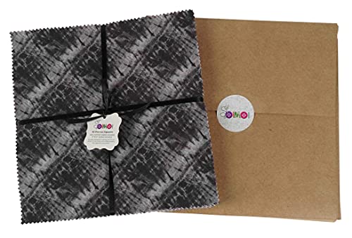 Soimoi Chihuahua & Dot Print Precut 5-inch Cotton Fabric Quilting Squares Charm Pack DIY Patchwork Sewing Craft- Black