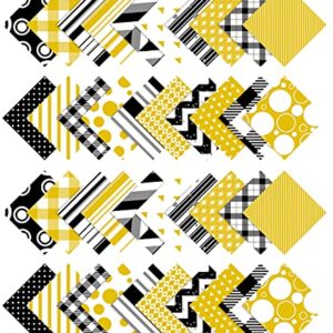 Soimoi Geometric Patterns Print Precut 5-inch Cotton Fabric Quilting Squares Charm Pack DIY Patchwork Sewing Craft- Black & Yellow