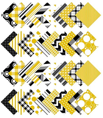 Soimoi Geometric Patterns Print Precut 5-inch Cotton Fabric Quilting Squares Charm Pack DIY Patchwork Sewing Craft- Black & Yellow