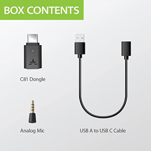 Avantree C81 USB-C Bluetooth Audio Adapter for PS5 - Connect Headphones Wirelessly with aptX Low Latency Support and Included Mini Mic