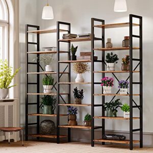 IRONCK Bookcases and Bookshelves Triple Wide 6 Tiers Industrial Bookshelf, Large Etagere Bookshelf Open Display Shelves with Metal Frame for Living Room Bedroom Home Office