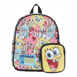 ai accessory innovations nickelodeon’s spongebob square pants all over print faux leather 10.5" white women’s mini backpack purse 2-piece set