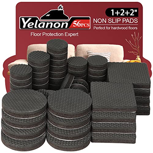 Non Slip Furniture Pads -56 pcs(1+2+2)" Furniture Grippers Hardwood Floors, Non Skid for Furniture Leg,SelfAdhesive Rubber Furniture Feet, Anti Slide Furniture Floor Protector for Keep Couch Stoppers