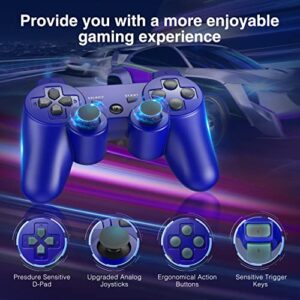 Powerextra PS-3 Wireless Controller for Play-Station 3 with High Performance Upgraded Joystick Rechargeable Battery Double Shock for PS-3 (Blue)