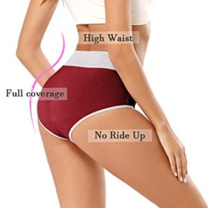 POKARLA Womens Cotton Underwear High Waist Full Coverage Briefs Soft Breathable Postpartum Panties Stretch Underpants Regular & Plus Size