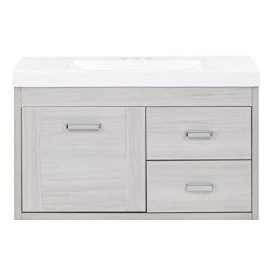 spring mill cabinets marlowe bathroom vanity with sink, 36.5" w x 18.75" d x 22.5" h, elm sky